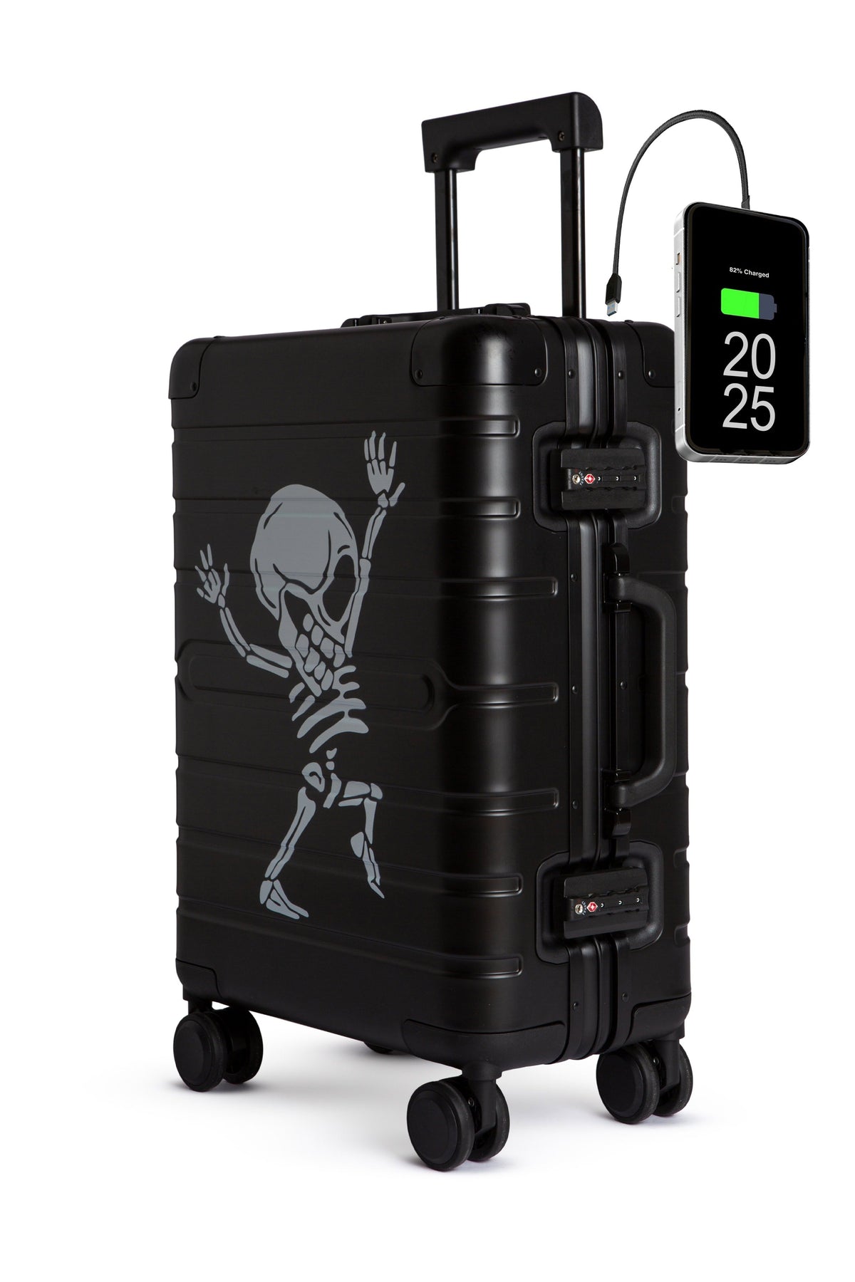 Aluminium Cabin Luggage – Spinner, 4Kg Suitcase Black Skull – TOKYOTO ...